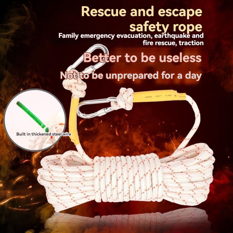 High-altitude escape rope double hook safety rope fire escape rope wire ...