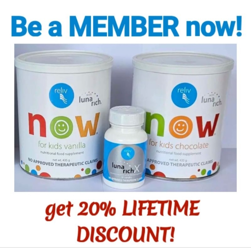 Reliv Now for kids Vanilla and Chocolate with Lunarich Capsules and ...