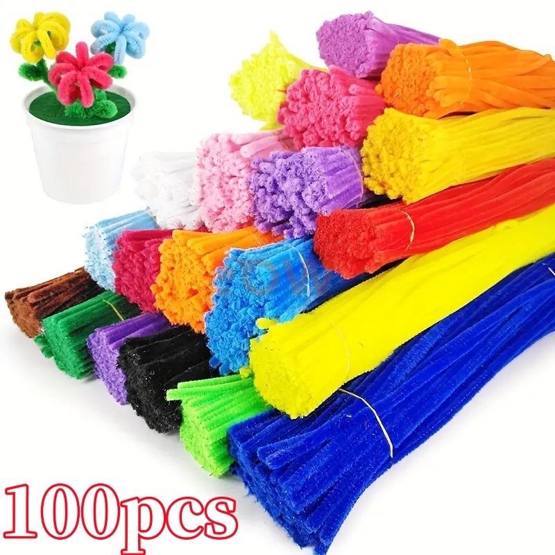 100pcs Fuzzy Wire Plush Colored Twisted Sticks Creative DIY Plush Strip ...
