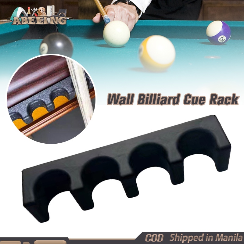 4 Holes Wall Mount Billiard Cue Stick Shelf Pool Cue Wall Rack | Shopee ...