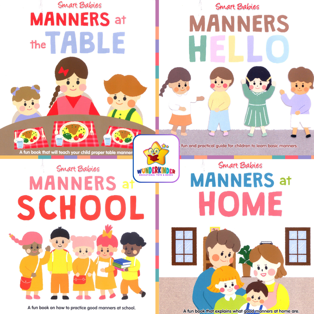 WKETB SMART BABIES MANNERS BOARD BOOKS (AT HOME, AT SCHOOL, AT THE ...