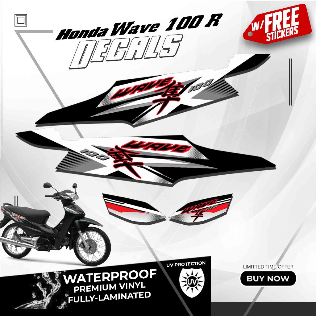HONDA WAVE 100 R STOCK DECALS (HIGH-QUALITY WATERPROOF LAMINATED VINYL ...