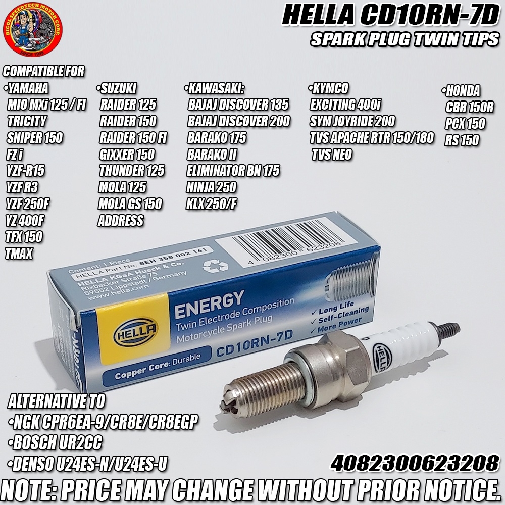 HELLA CD10RN-7D SPARK PLUG TWIN TIPS / TWIN ELECTRODE COMPOSITION (CR8E ...