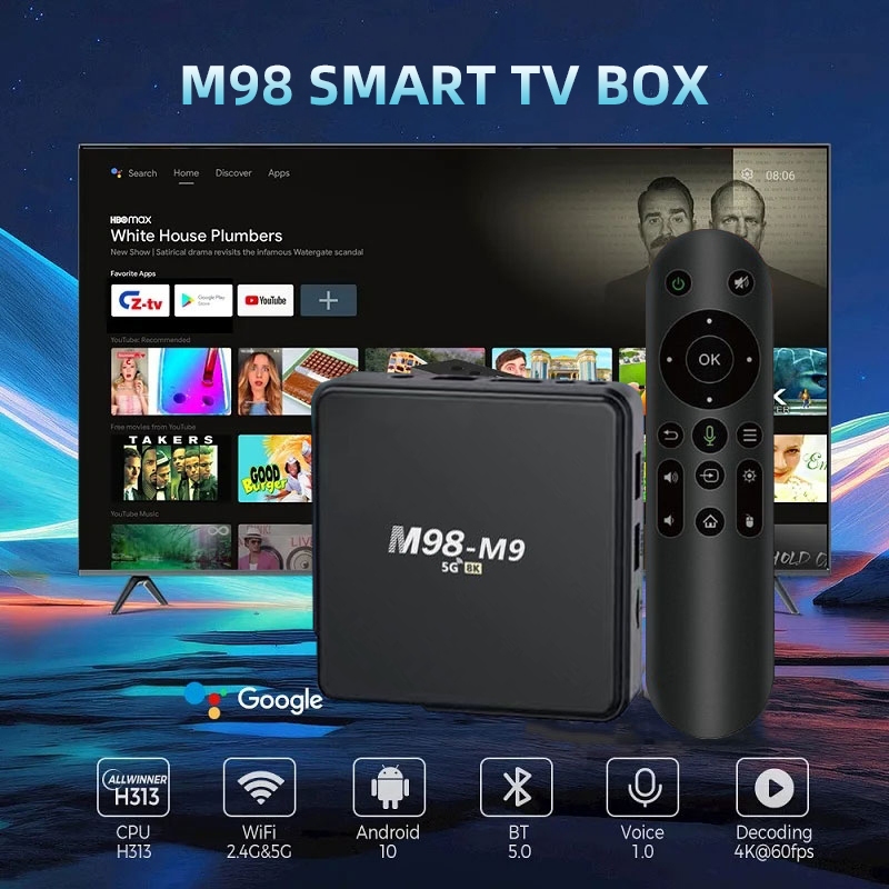M98 PRO M9 Smart TV Box 8K HD Support 2+16GB 2.4G/5G Dual WiFi Android10 H313 Quad-Core Media ...