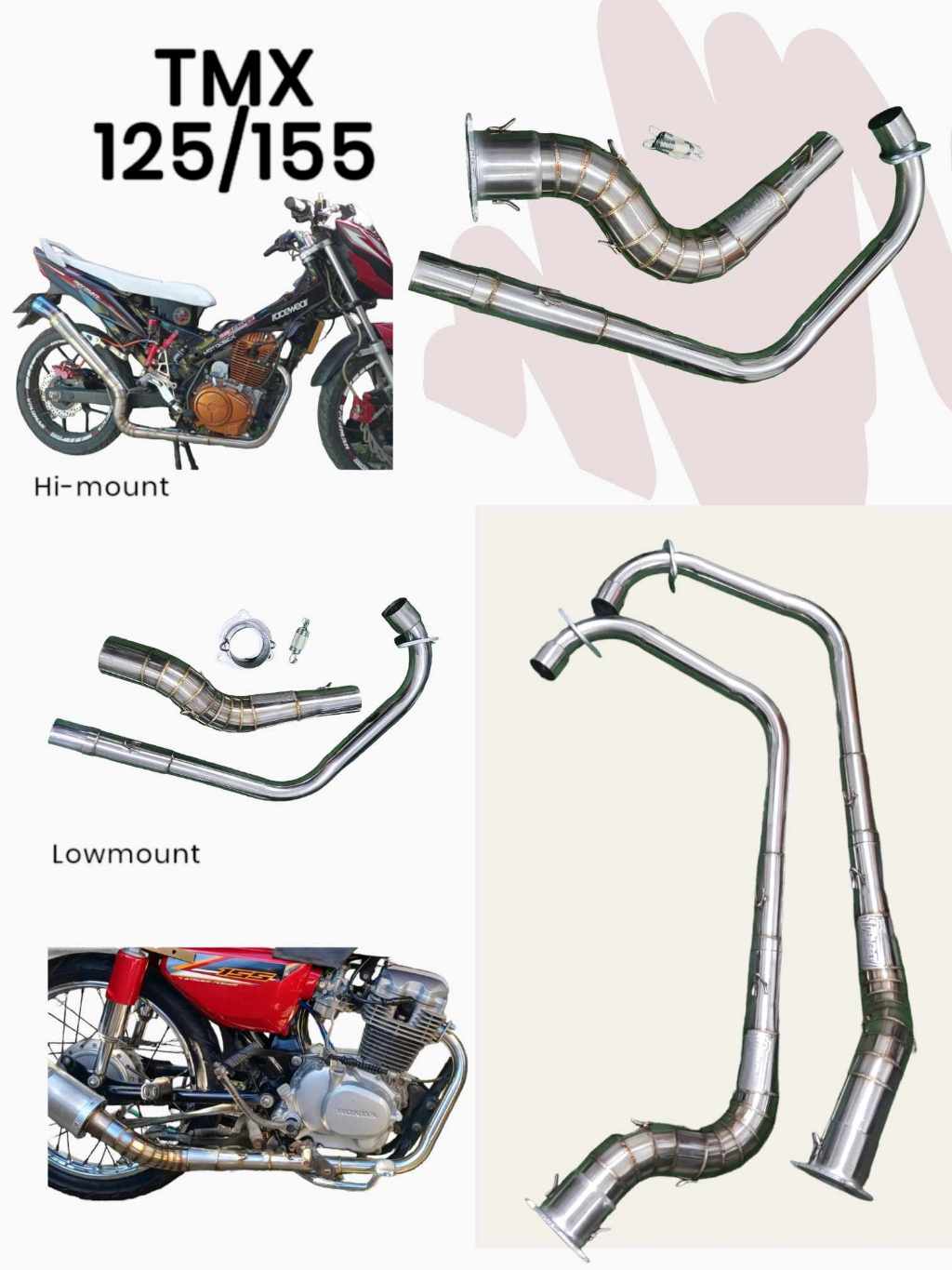 Tmx 155 / tmx 125, Rusi Big elbow 51mm diameter with free Adaptor ...