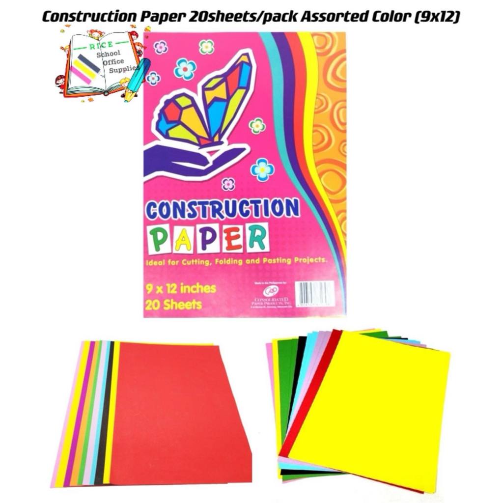 Construction Paper 20sheets/pack Assorted Color (9" x 12") | Shopee ...