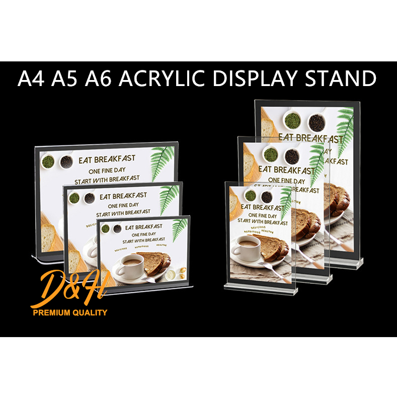 A4 A5 A6 Acrylic Menu Display Stand Double Side Clear Desk Display T ...