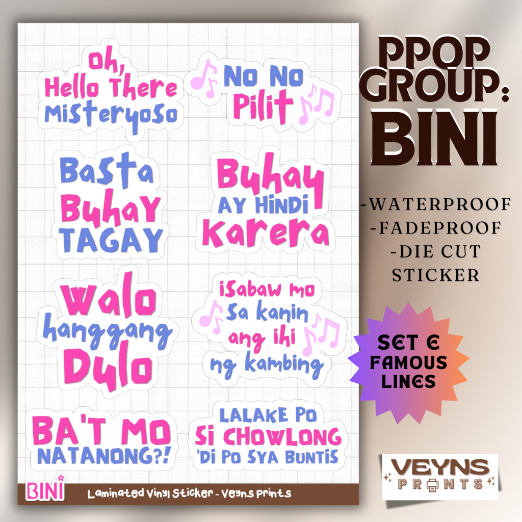 BINI FAMOUS LINES STICKER - BINI SALAMIN SALAMIN STICKER - LAMINATED ...