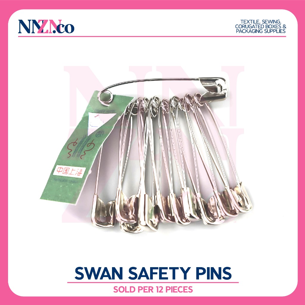 NNZN (Sold Per 12 Pieces) Swan Brand Stainless Steel Safety Pins ...