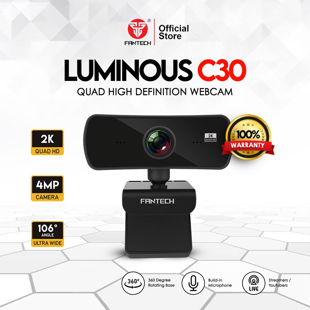 Fantech Luminous C30 Quad High Def 1440P Definition Webcam 360 Rotation ...