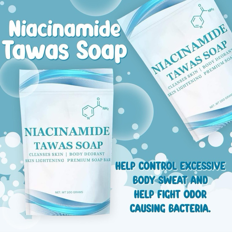 Niacinamide Tawas Soap Cleanses Skin Body Deodorant Skin Lightening Premium Soap Bar 100g ...
