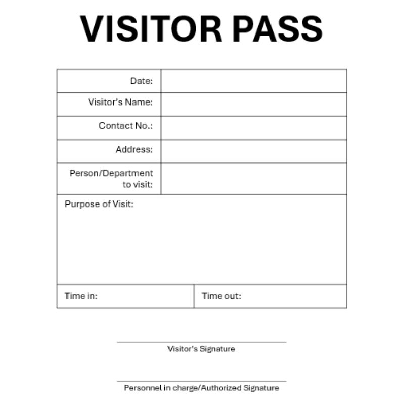 Generic VISITOR PASS - non carbonized/single only | Shopee Philippines