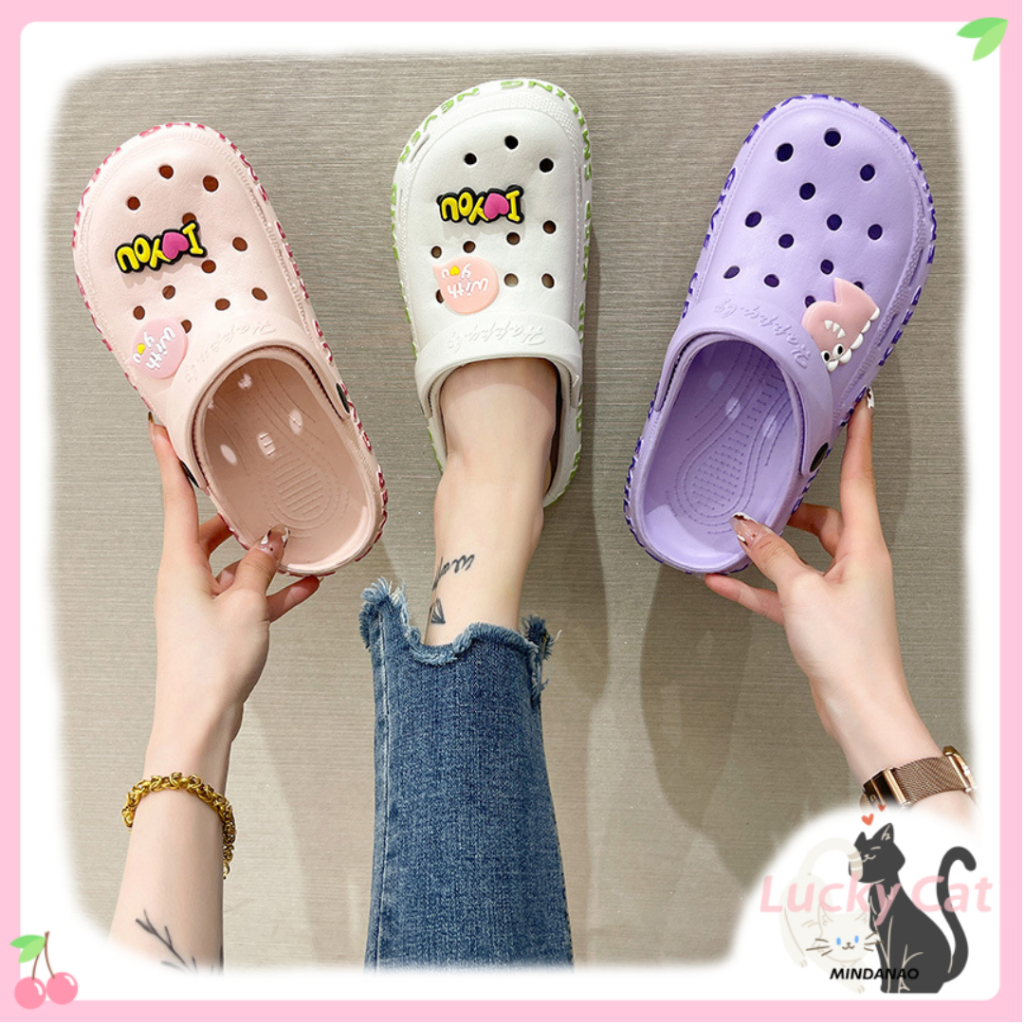 Lucky Cat Trendy Rubber Slides Clogs Rubber Croc-Like Cute (DAVAO ...