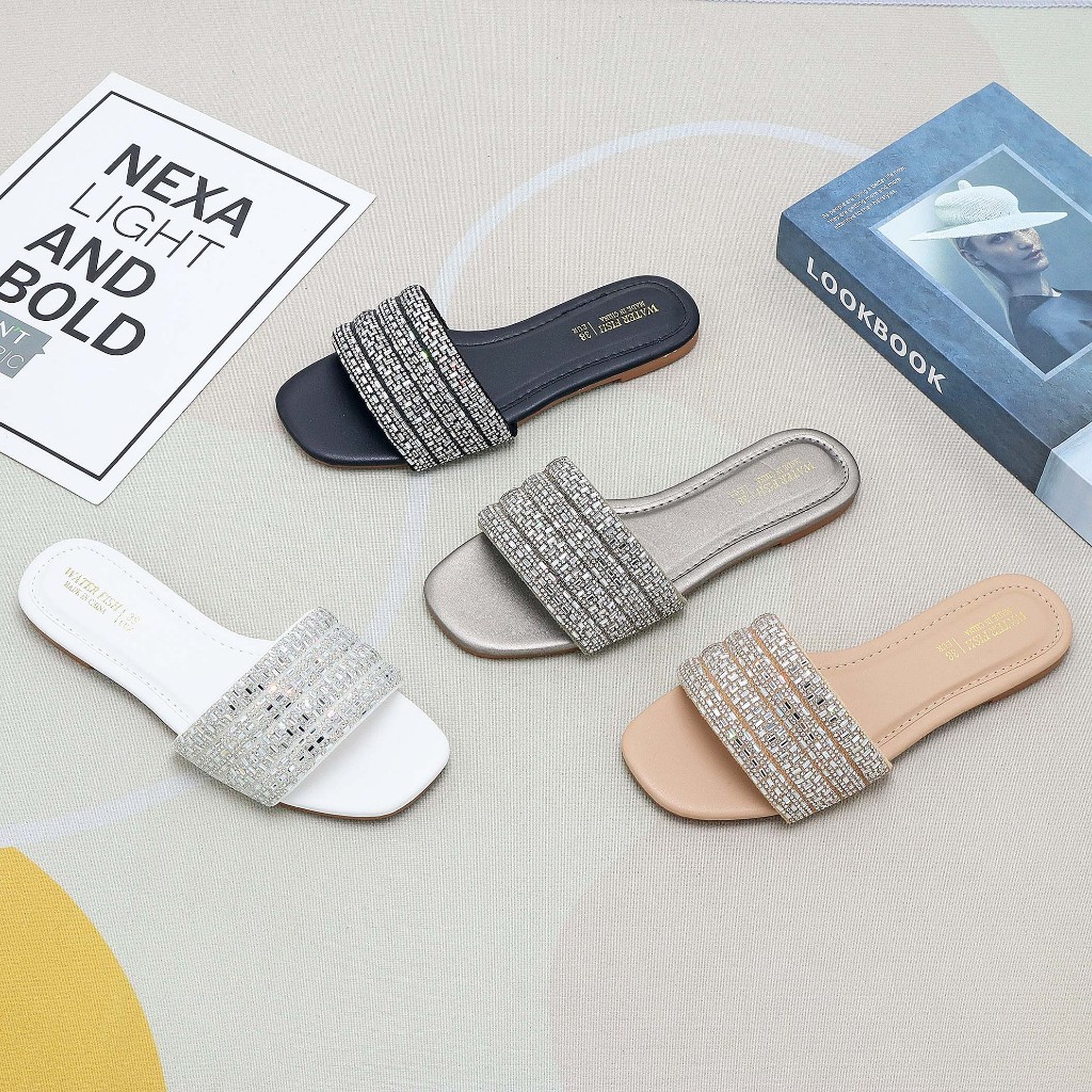 【cuihua】Women's new high-end rhinestone slippers, simple and versatile ...