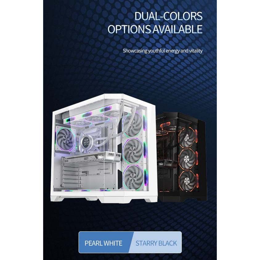 Coolman Spectra Luxe Gaming Case ATX and M-ATX | Black and White PC ...