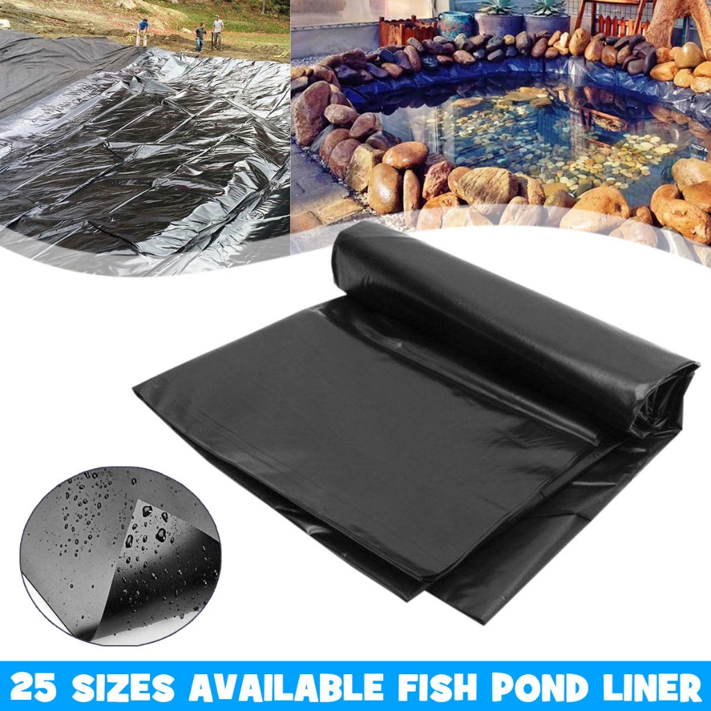 Black fish pond liner enhances HDPE membrane outdoor garden pool view ...