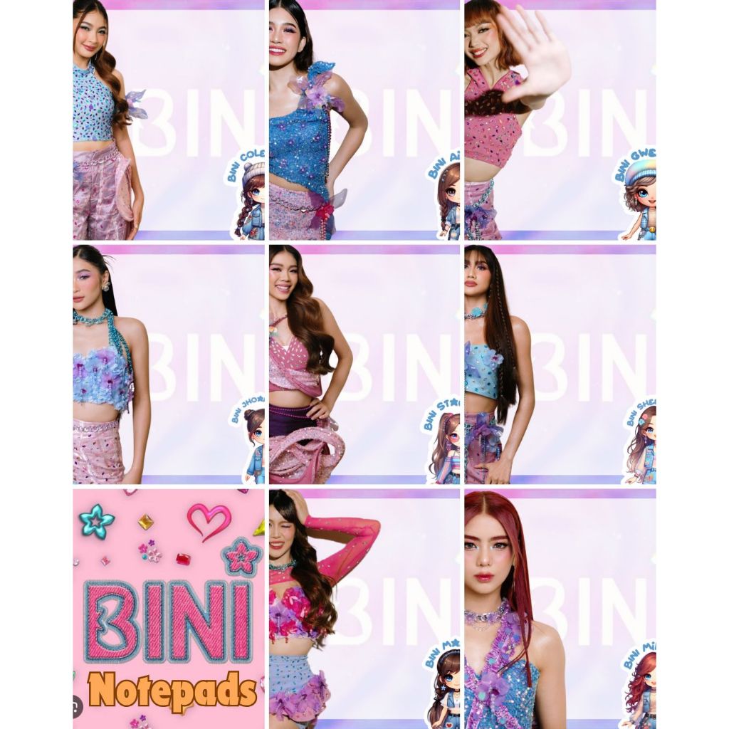 P-pop "BINI" Notepads in 3x3 with 9 variations | Shopee Philippines