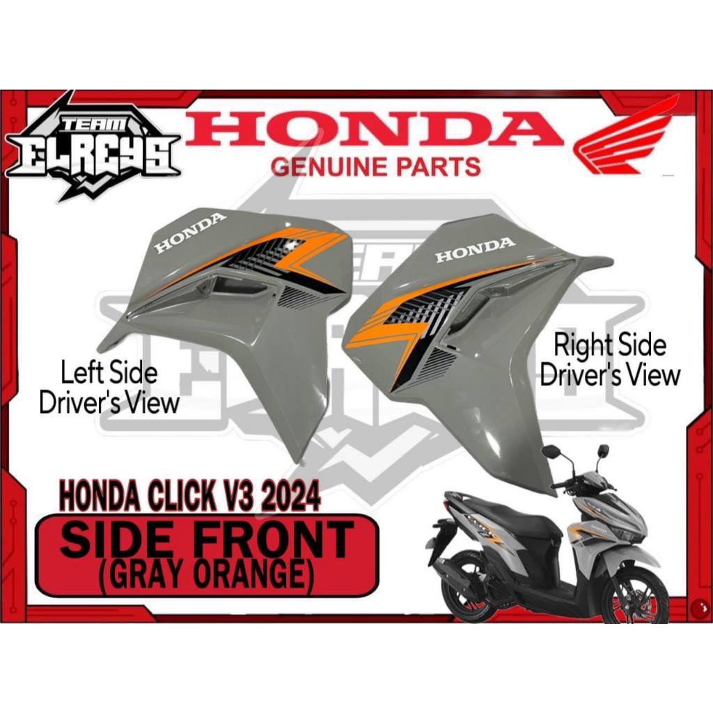 STOCK SIDE FAIRING ( GRAY WITH ORANGE ) FOR CLICK V3 125 2024 MODEL ...