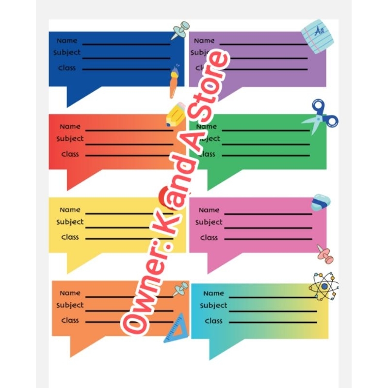 Subject Stickers Label A4 Size | Shopee Philippines