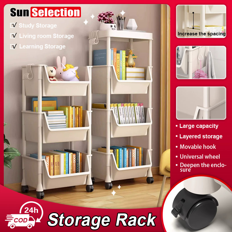 Multi-layer Moving Rack Kitchen Storage Shelf Wall Cabinets Home ...