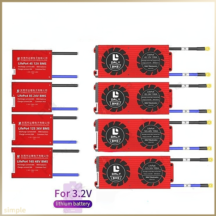 Power Central lifepo4 BMS 12v 24v 36v 48v 30a 60a 100a 4s 8s 12s 16s 3 ...