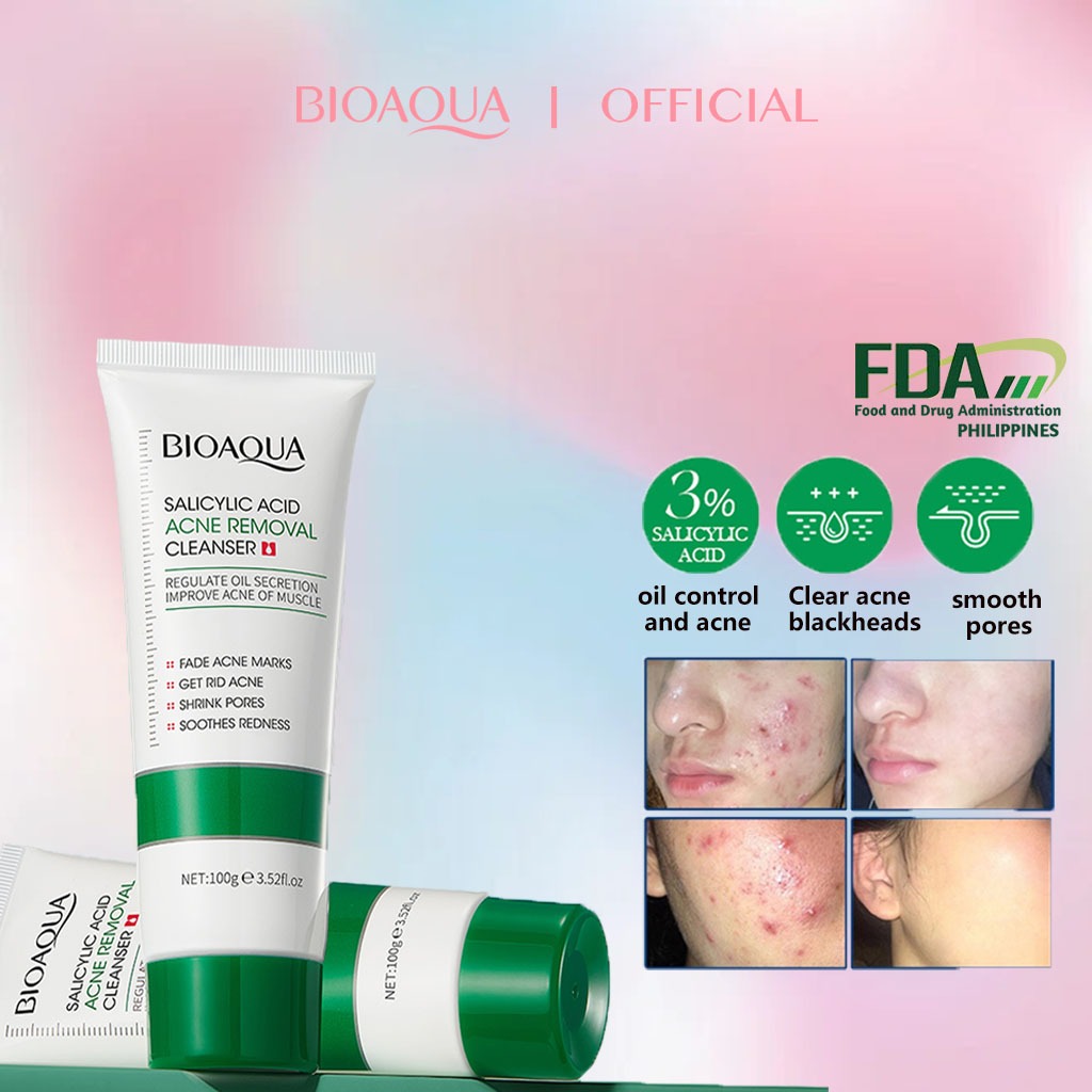 BIOAOUA Salicylic Acid Acne Removal Cleanser 100g | Shopee Philippines