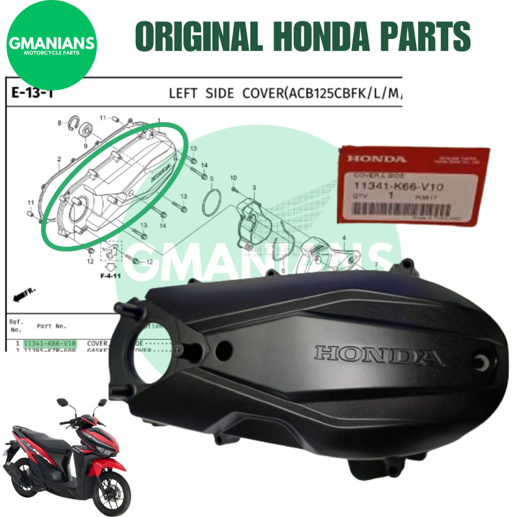 GENUINE HONDA crankcase cover honda click 125 V2/ V3 (COVER, L. SIDE ...