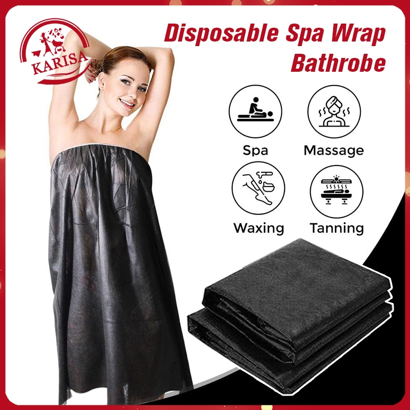 5Pcs Disposable Spa Women Wrap Bathrobe Non Woven Bathrobe Spa Robe ...