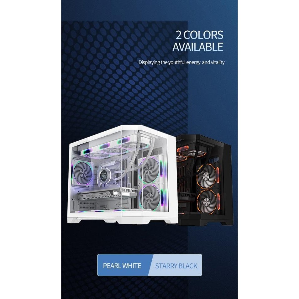 HiteqPC | ATX / mATX Dual-Chamber PC Gaming Case Tempered Glass Front ...