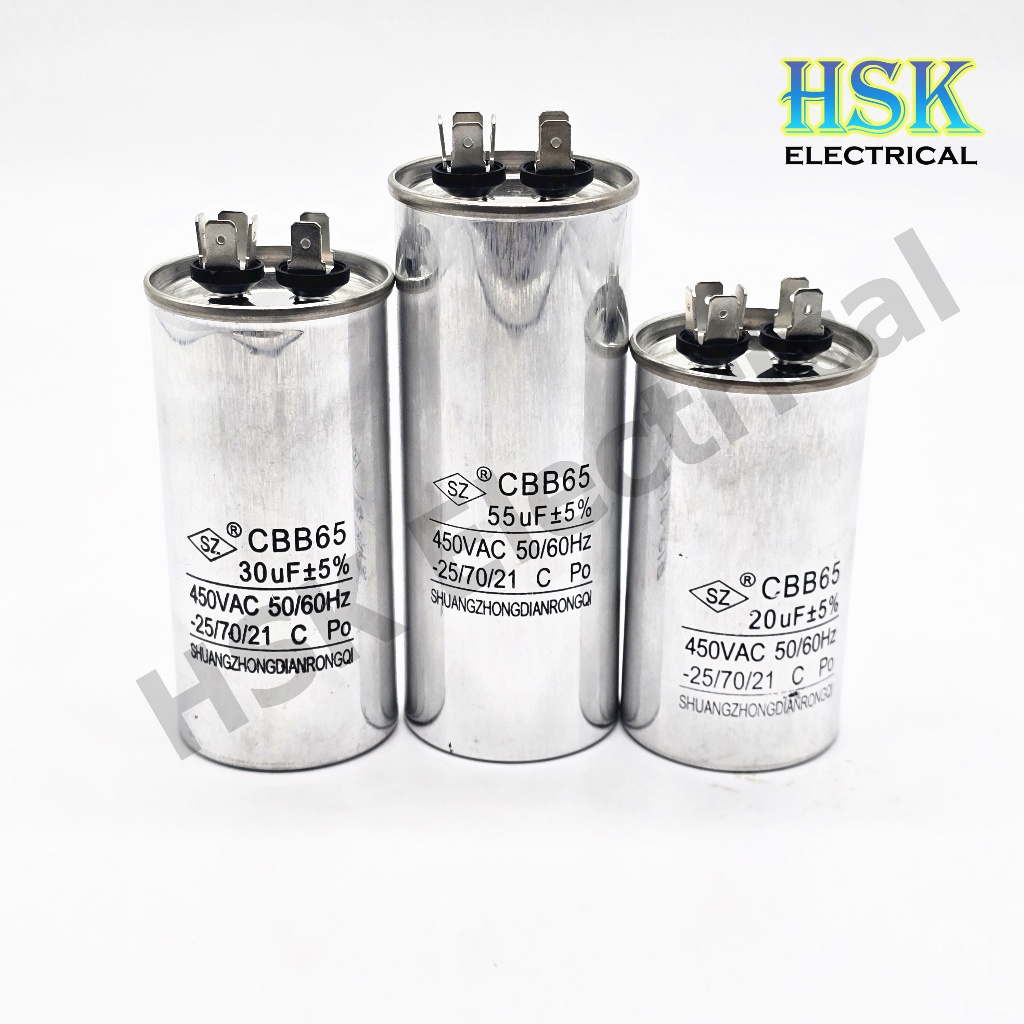 CBB65 Metal Capacitor 450VAC 20uF 25uF 30uF 35uF 40uF 45uF 50uF 60uF ...