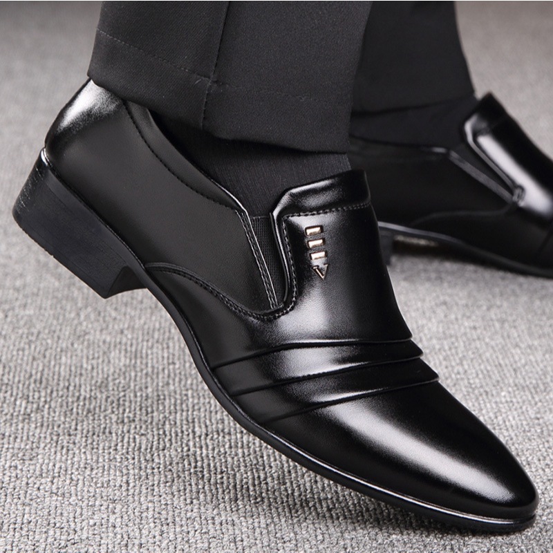 Men's Leather Shoes Formal Office Shoes British Black Casual Leather ...
