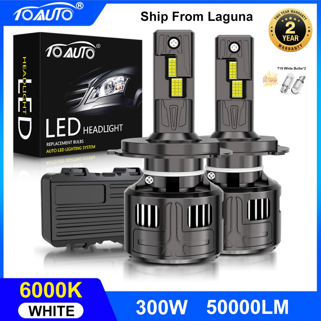 TOAUTO 2PCS 300W 50000LM Car Led Headlight Bulb H4 H11 9005 9012 Foglight CANBUS 6000K 12V-24V ...