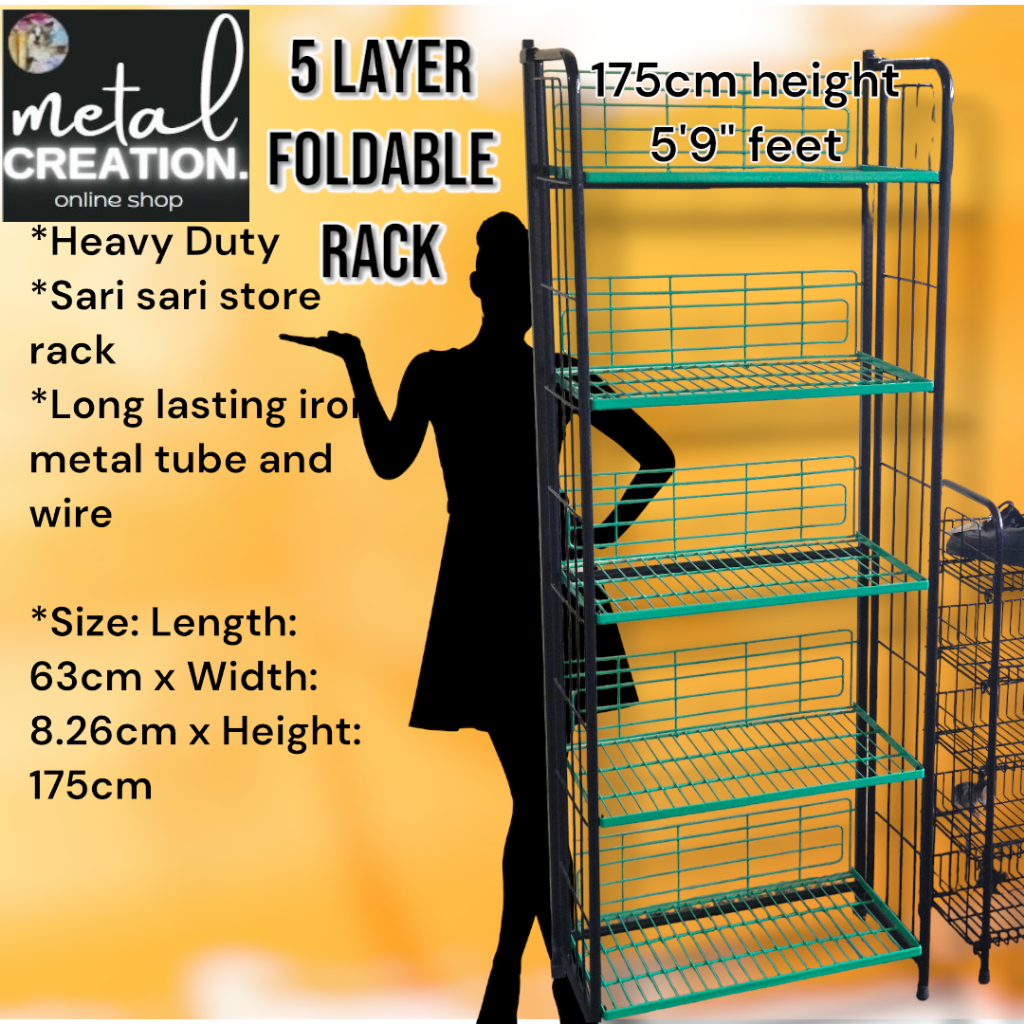 MetalCreation Rack Big 5Layer Foldable 5.9ft Sari Sari Store Grocery ...
