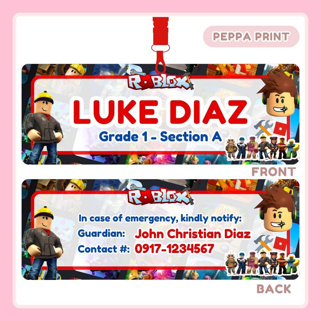 R0blox Name Tag Bag Tag and Subject Sticker bundle customized ...