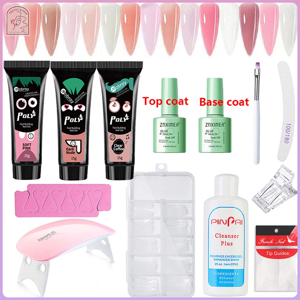 P&W Poly Nail Gel Extension Nail 11PCS/SET Kit All For Manicure Set ...