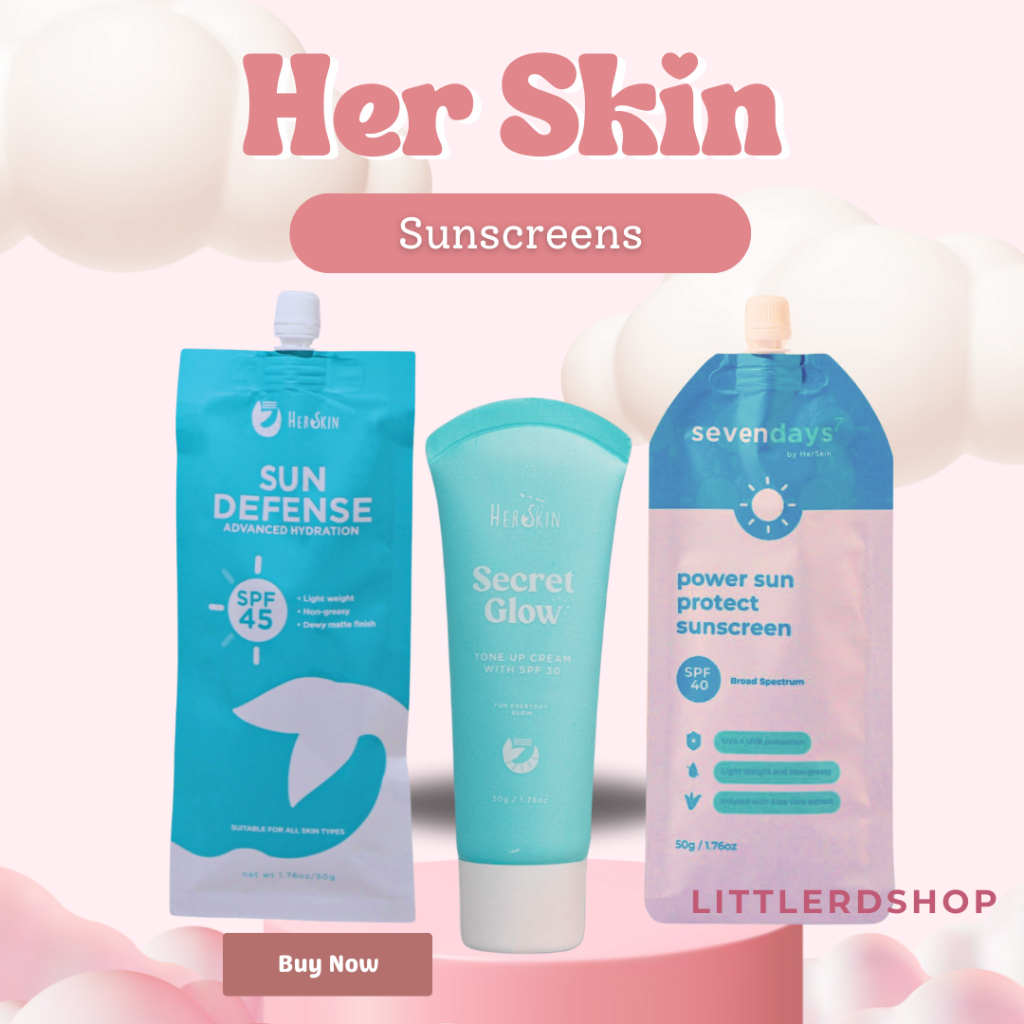 Her Skin Revita-Glow Sun Defense SPF45, Tine Up Sunscreen SPF30, and ...