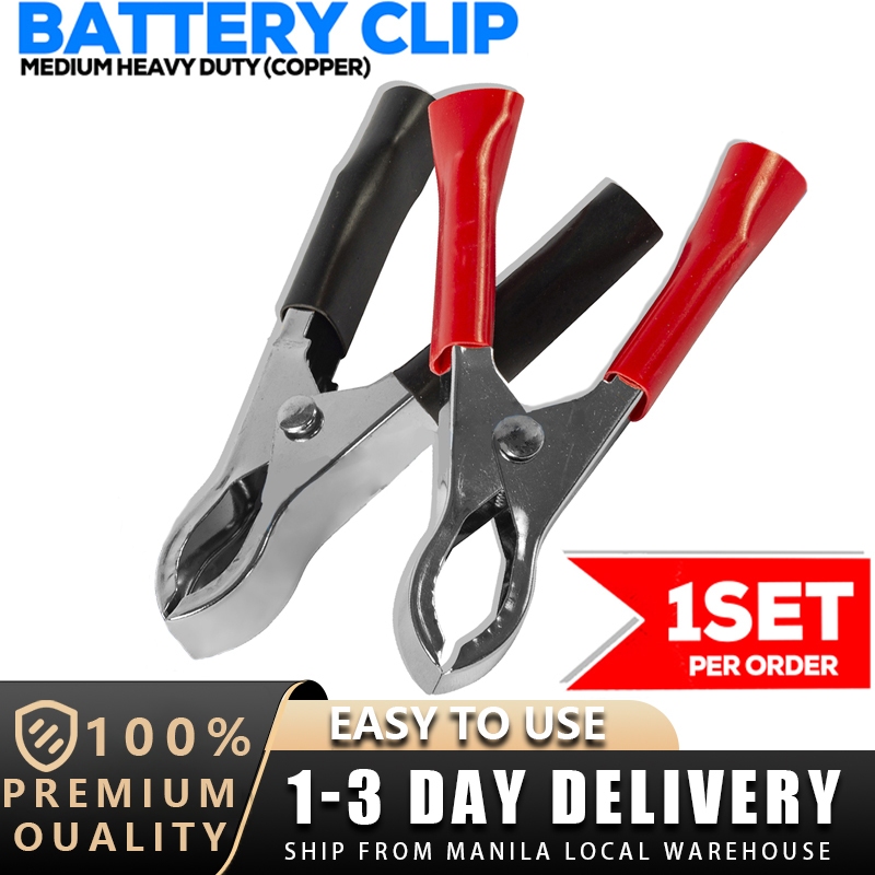 （A pair）Copper Clad Insulated Battery Clip/Clamp Medium (PER SET ...