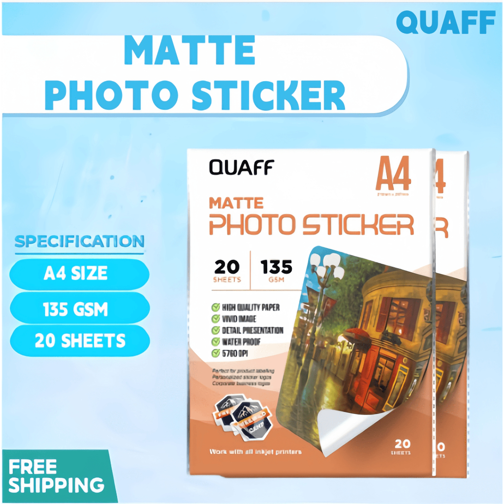 Quaff 135gsm Photo Sticker Paper Matte A4 Size (20sheets/pack) | Shopee ...