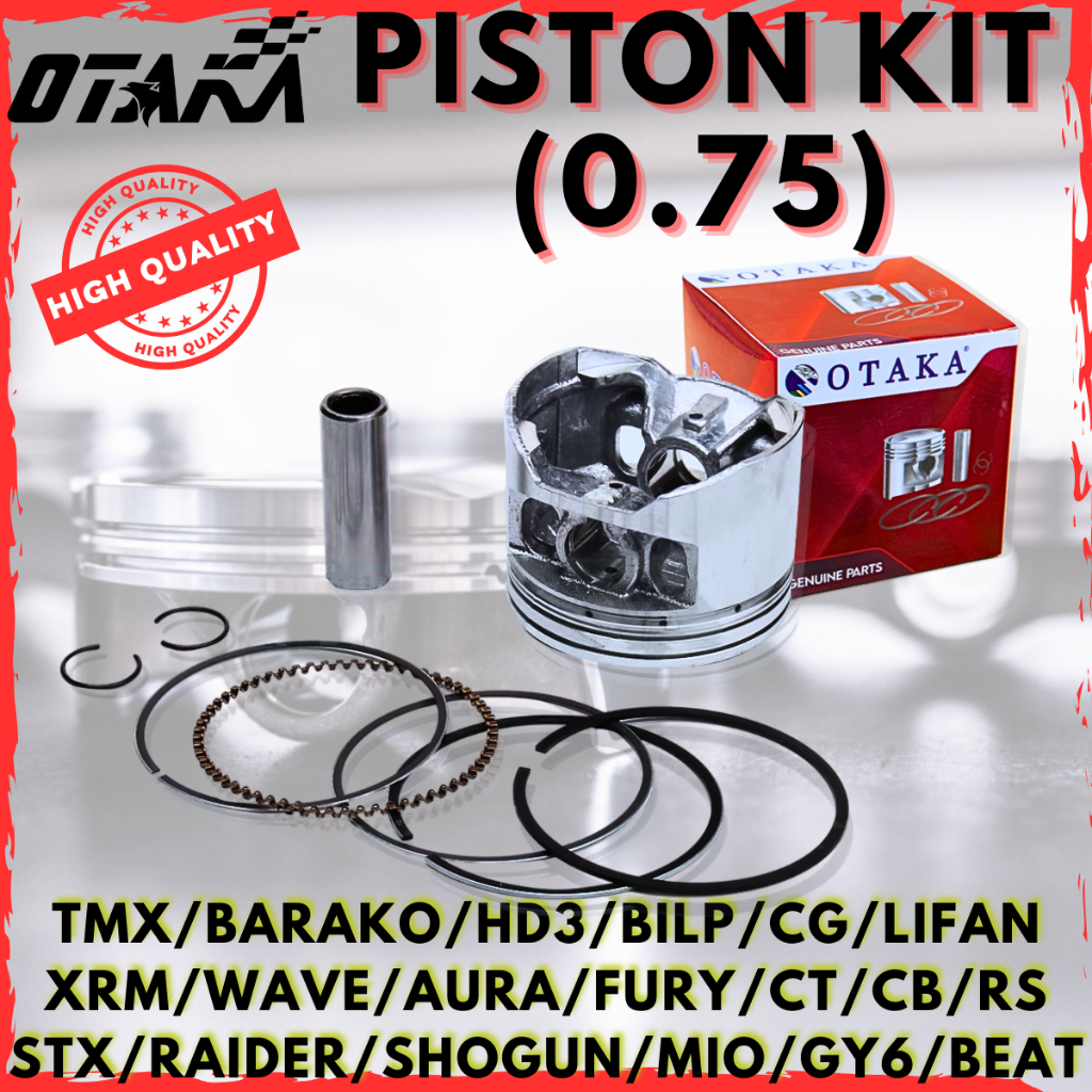 PISTON KIT (0.75) FOR TMX/BARAKO/HD3/BILP/LIFAN/XRM/WAVE/AURA/FURY/STX ...