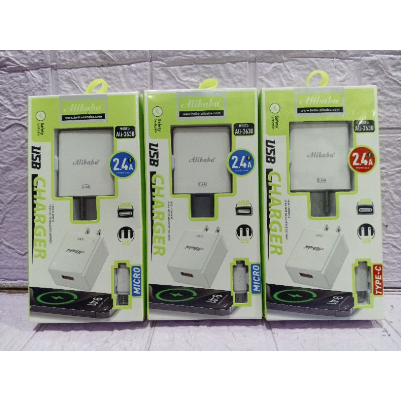 ali-3630 alibaba usb charger with 2.4A for Android/ios/type C | Shopee ...