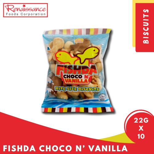 Fishda Choco N' Vanilla Bite Size Biscuits 22g x 10 | Shopee Philippines
