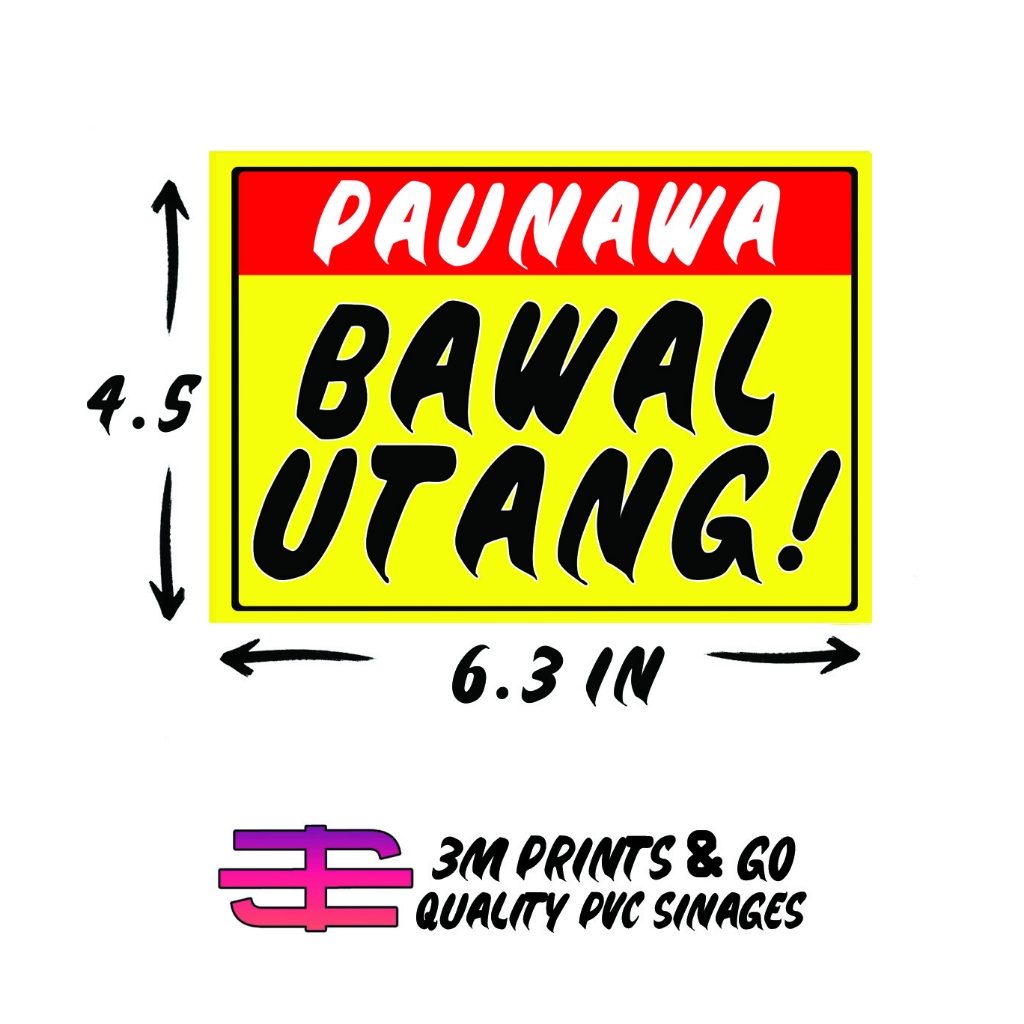 BAWAL UTANG Signage PVC / Laminated Signage | Shopee Philippines