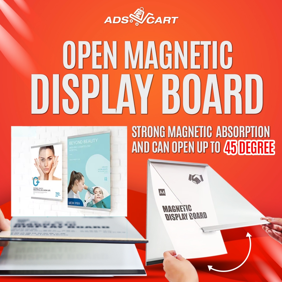ADS Open Magnetic Acrylic Display Portrait/ Landscape Solid Wood ...