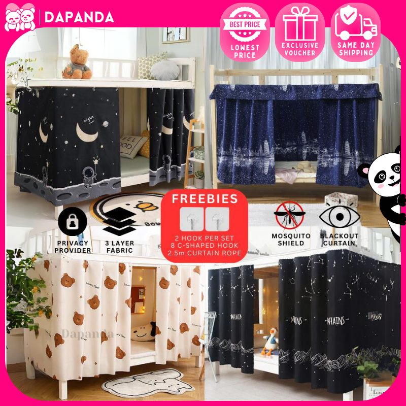 DAPANDA Dormitory Privacy Bed Curtain Mosquito Tent Blackout Cover Bunk Bed Curtain | Shopee ...