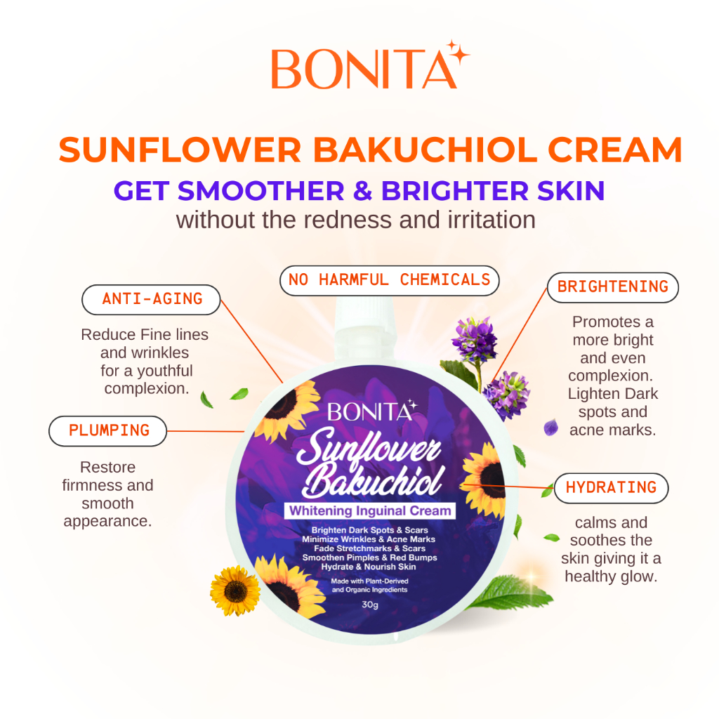 BONITA SUNFLOWER BAKUCHIOL INGUINAL WHITENING CREAM | Shopee Philippines