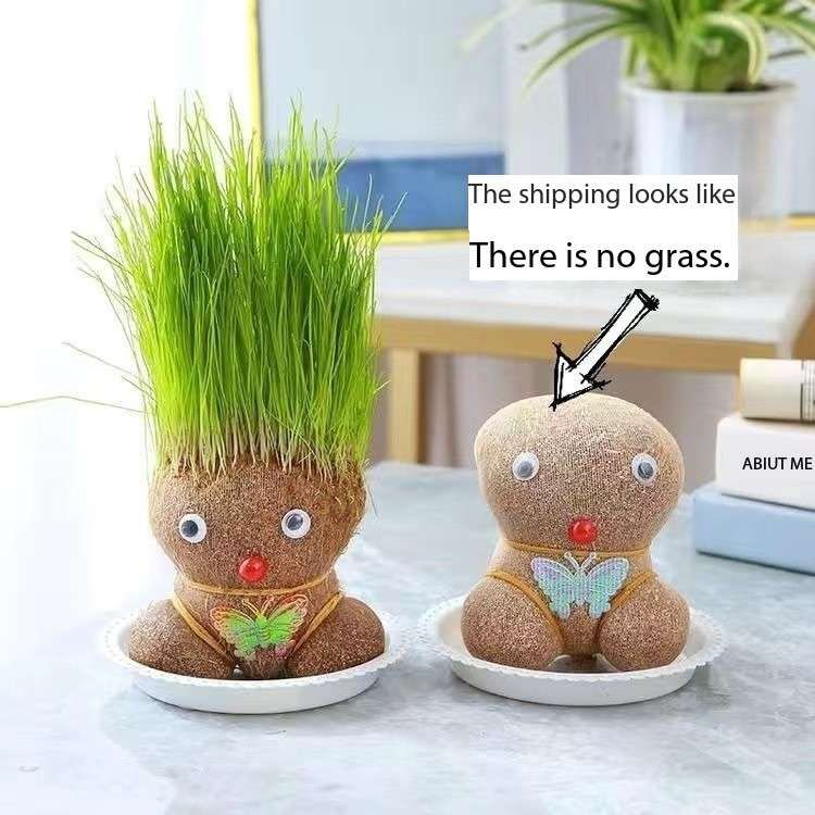 Mini Long Grass Doll Plant Potted Toy for Office Desk Plant Decor ...