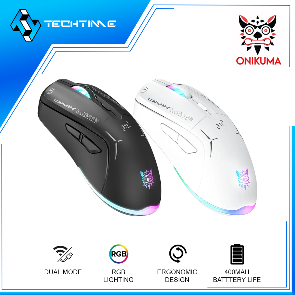 Onikuma CW917 RGB 4800DPI Wired 2.4G Wireless Dual Mode Ergonomic Gaming Computer Laptop Mouse ...