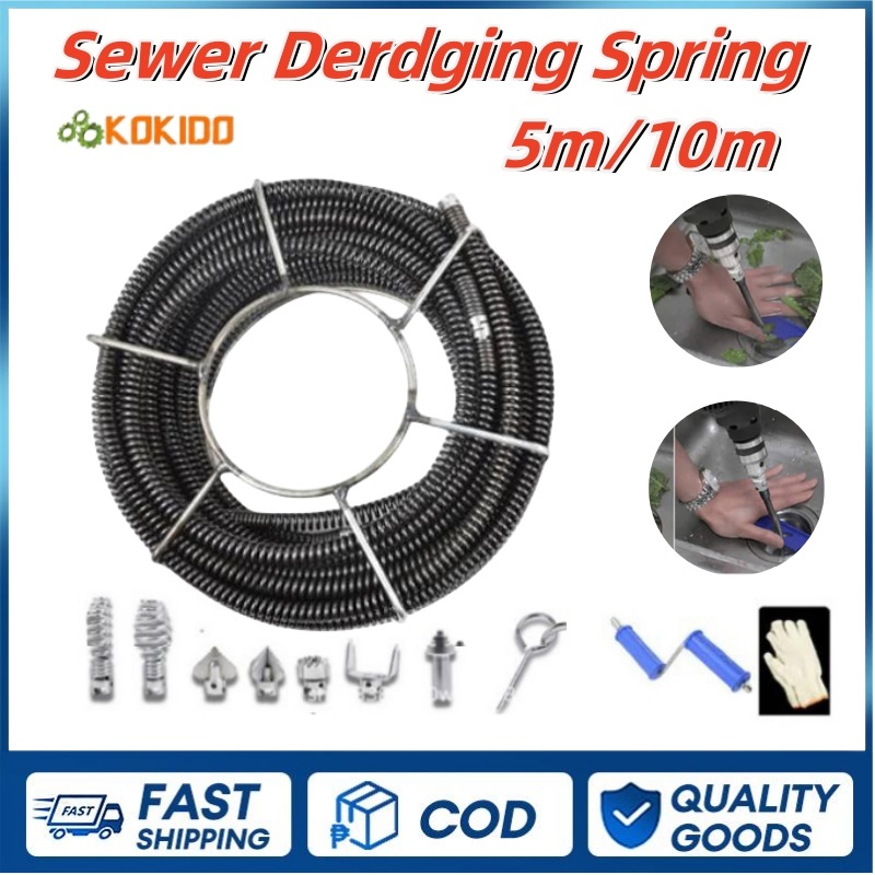 10M Sewer Dredging Spring Electric Drill Drain Cleaner Extension Sewer ...