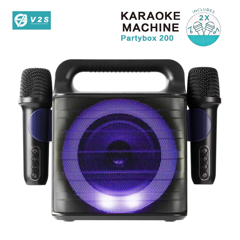 V2S Partybox 200 Rechargeable KTV Mini Speaker W/Dual Microphone ...