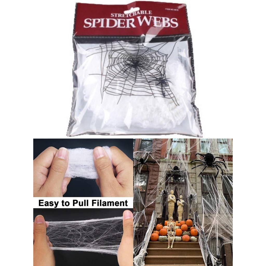 Spider Web Stretchy Artificial Cobweb Halloween Decoration Party ...